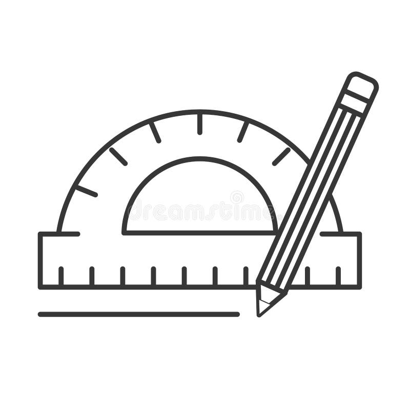 Protractor Pencil Graphic Design Tools Stock Vector - Illustration of ...