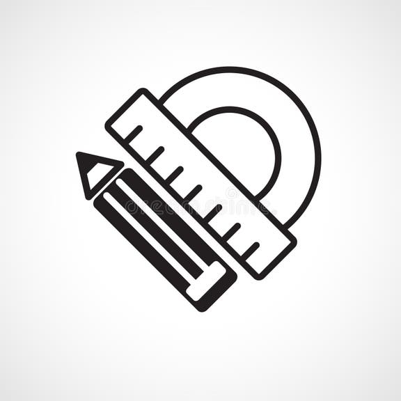 Protractor and pencil icon stock vector. Illustration of element - 84293795