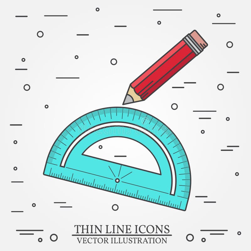 Protractor and pencil stock vector. Illustration of background - 56944720