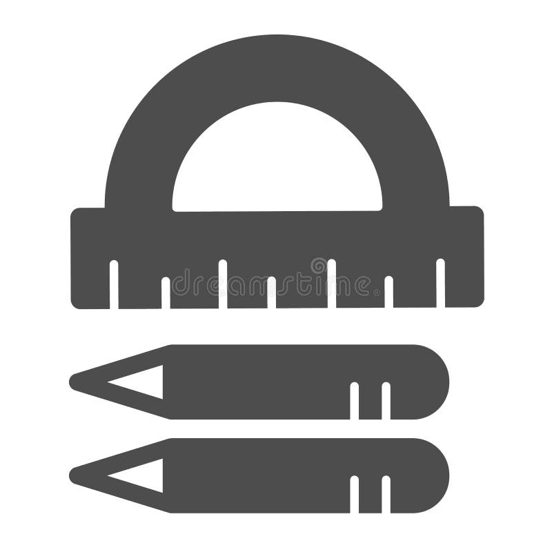 Protractor and Pencil, School Stationery, Pen Solid Icon, Education ...