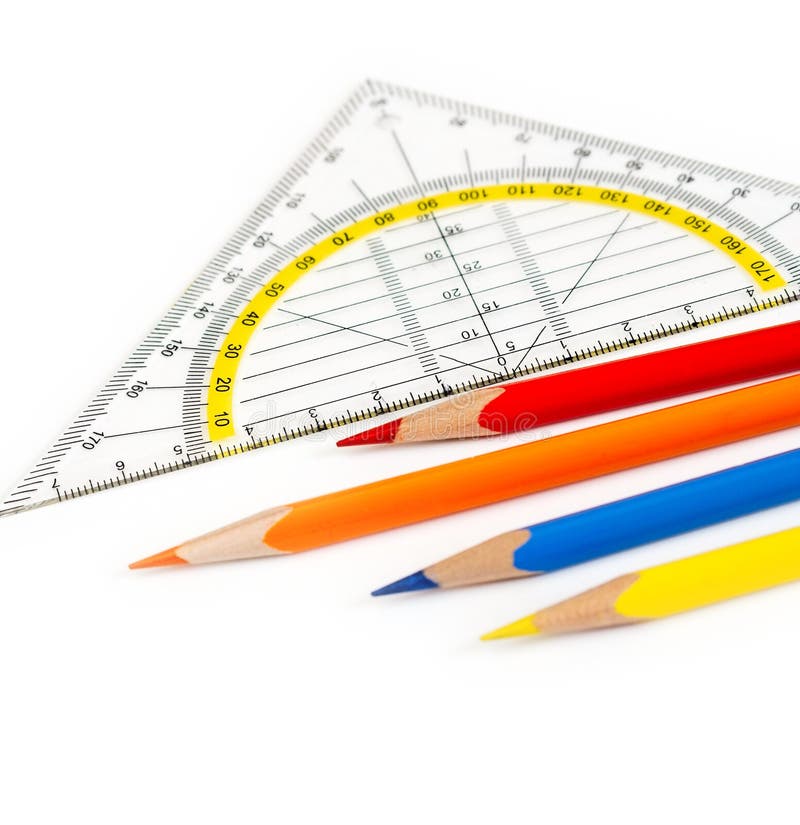 Pencils, Protractor and Drawings Stock Image - Image of reconstruction ...