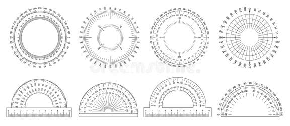 Protractor Ruler. Angle Measurement Tool, Circular Scale and ...