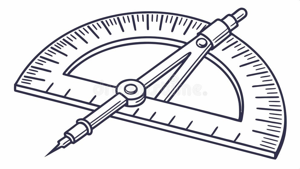 Protractor and Ruler Illustration, Drafting Tools Vector Design ...