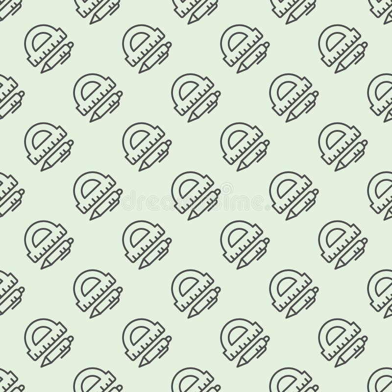 Protractor Ruler and Pen Line Seamless Pattern, Architect Studio Theme ...