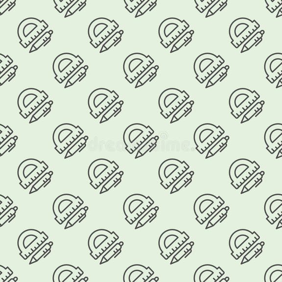 Protractor Ruler and Pen Line Seamless Pattern, Architect Studio Theme ...