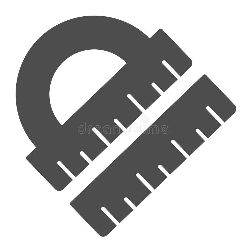Protractor and Ruler, School Stationery, Draw Solid Icon, Education ...