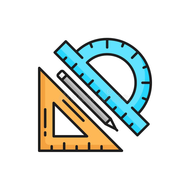 Protractor Triangle Ruler Measure Instruments, Pen Stock Vector ...