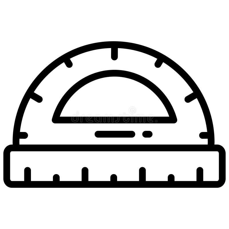 Protractor Vector Line Icon, School and Education Icon Stock Vector ...