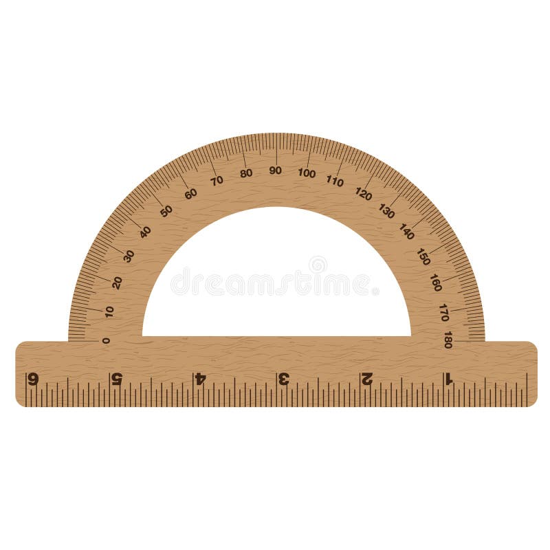 Protractor. Wooden Ruler. Instrument of Measurement Stock Vector ...