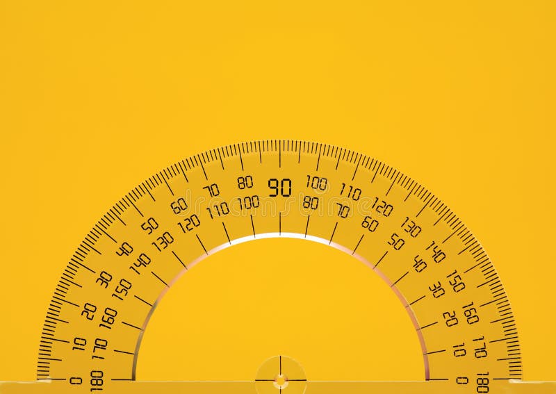 Protractor on Yellow stock image. Image of drawing, tool - 17530251