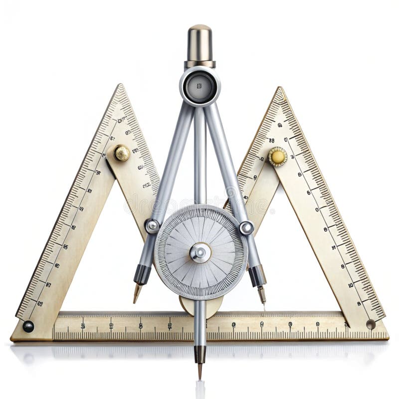 Protractors and Compasses in Line Isolated on White Stock Illustration ...