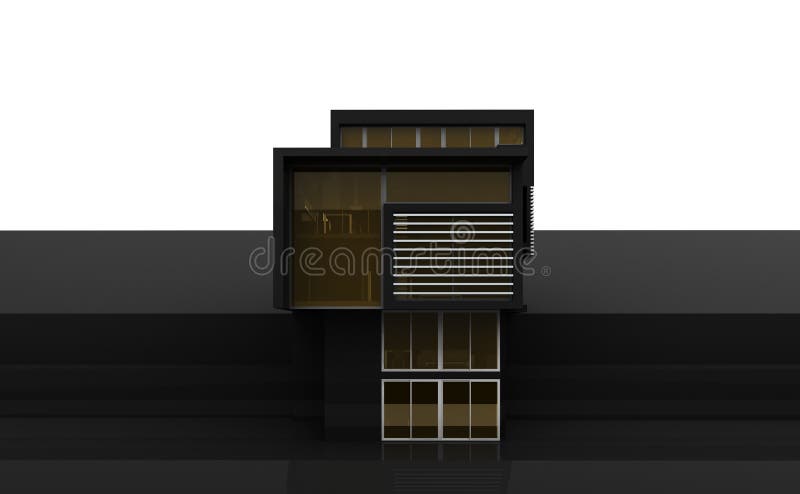 Protruding Part of a Modern Building in Black Stock Illustration ...