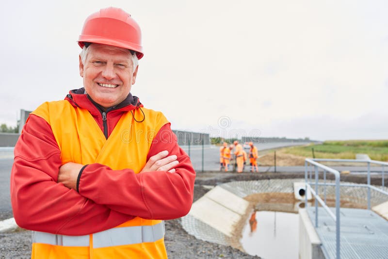 Proud Architect or Foreman on a Construction Site Stock Image - Image ...