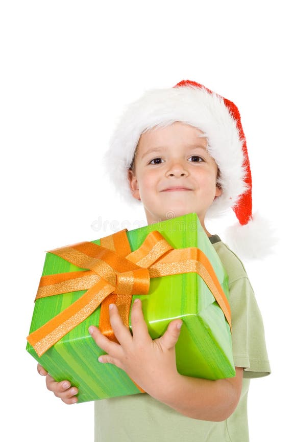 Proud Boy with Christmas Present Stock Image - Image of smiling ...