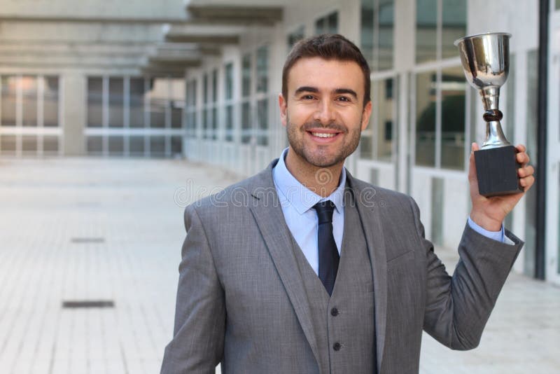 Proud Businessman Holding His Trophy Stock Image - Image of laughing ... Proud Businessman Holding His Trophy Stock Image - Image of laughing ...