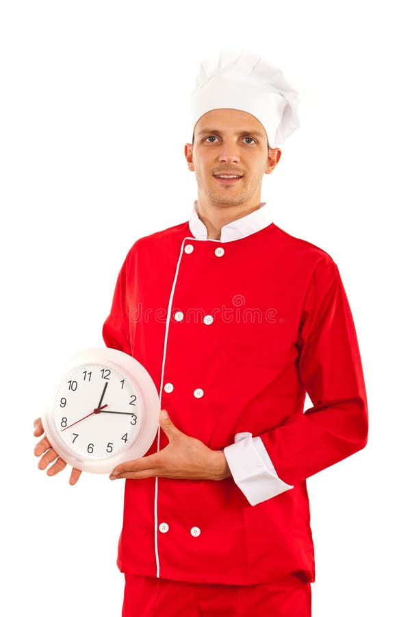 Chef with Clock Giving Thumb Up Stock Photo - Image of adult, clock ...