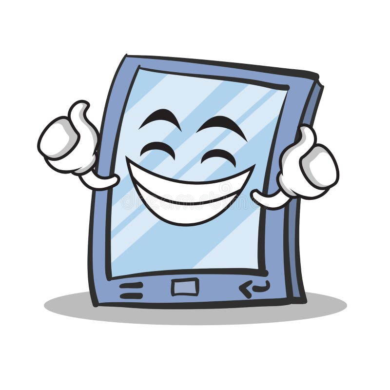 Proud Face Tablet Character Cartoon Style Stock Vector - Illustration ...