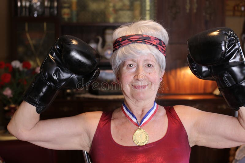 Proud Female Winner with Boxing Gloves Stock Photo - Image of person ...