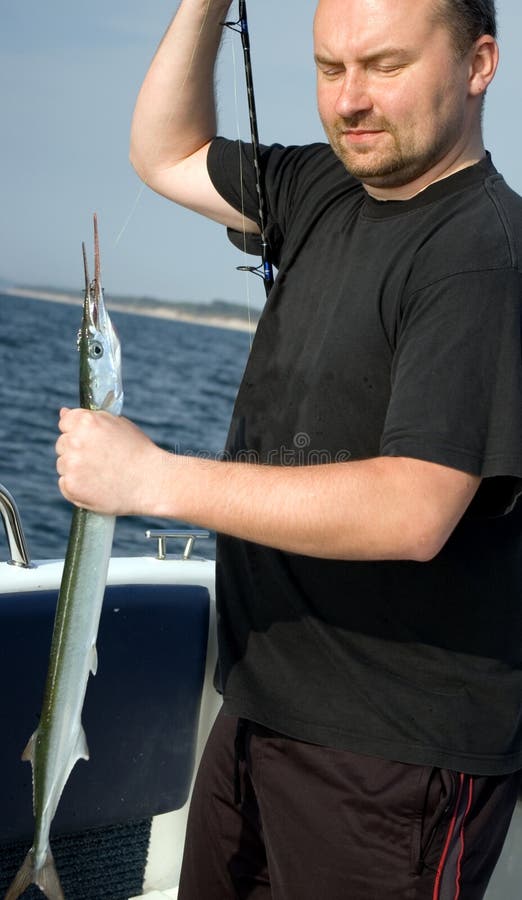Fisherman and fish hooked stock image. Image of outline - 6146887