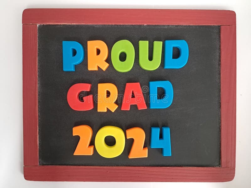 Proud Grad 2024 Graduation Message Stock Photo - Image of label, poster ...