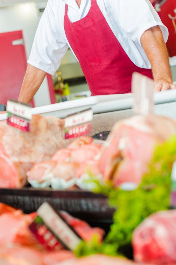 Proud Local Butcher at Work Stock Image - Image of fresh, shop: 188230199