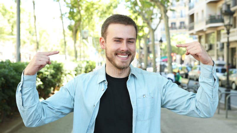 Proud Man Pointing Himself in the Street Stock Footage - Video of hands ...