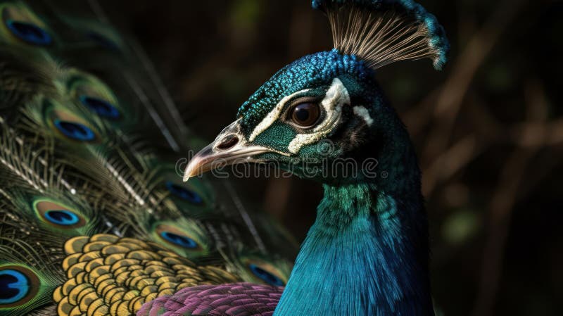 A Proud Peacock Displaying Its Beautiful Feathers Created With Generative Ai Stock Illustration
