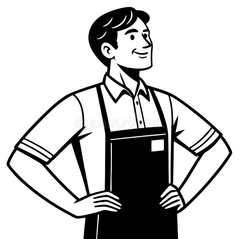 Proud Retail Worker Smiling in Apron with Confident Pose for Customer ...