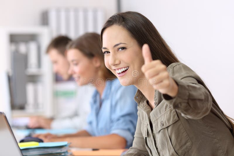 Proud Worker with Thumbs Up at Office Stock Image - Image of employment ...
