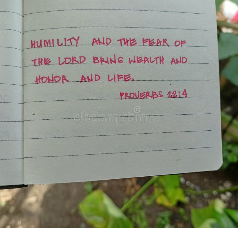 Proverbs 22:4 Hand Written Bible Verse Stock Photo - Image of hand ...