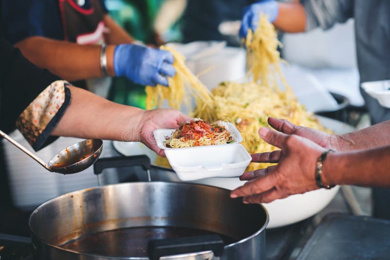 Provide Help with Food, Help, Donate Food To the Homeless Stock Image ...