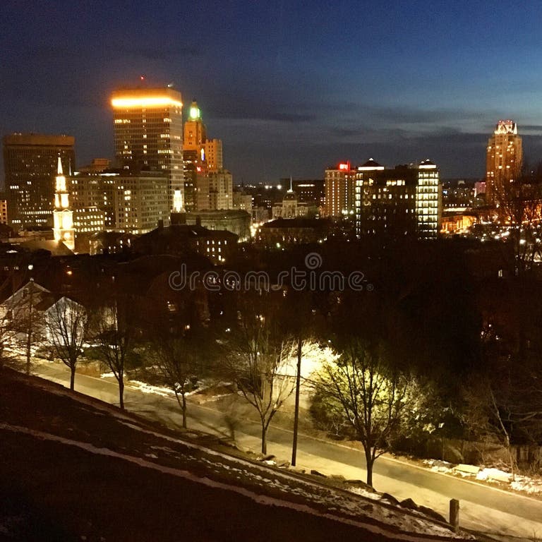 Providence stock photo. Image of economy, evening, illumination - 93837732