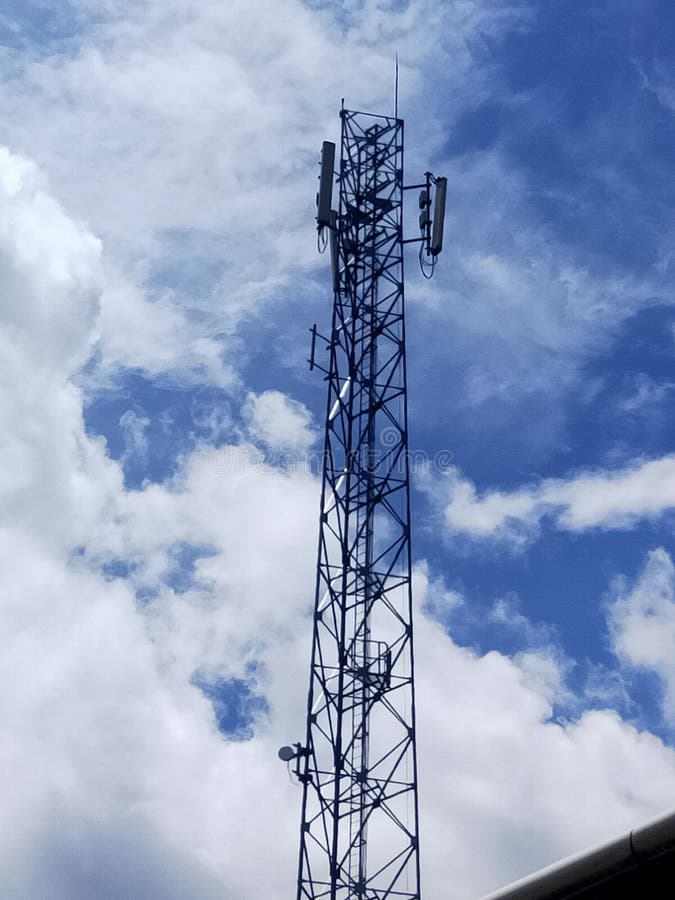 Provider signal tower stock image. Image of clouds, tower - 261752555