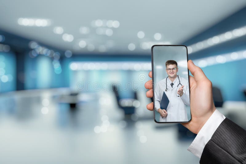 Providing Medical Advice Online on a Remote Mobile Device Stock Photo ...