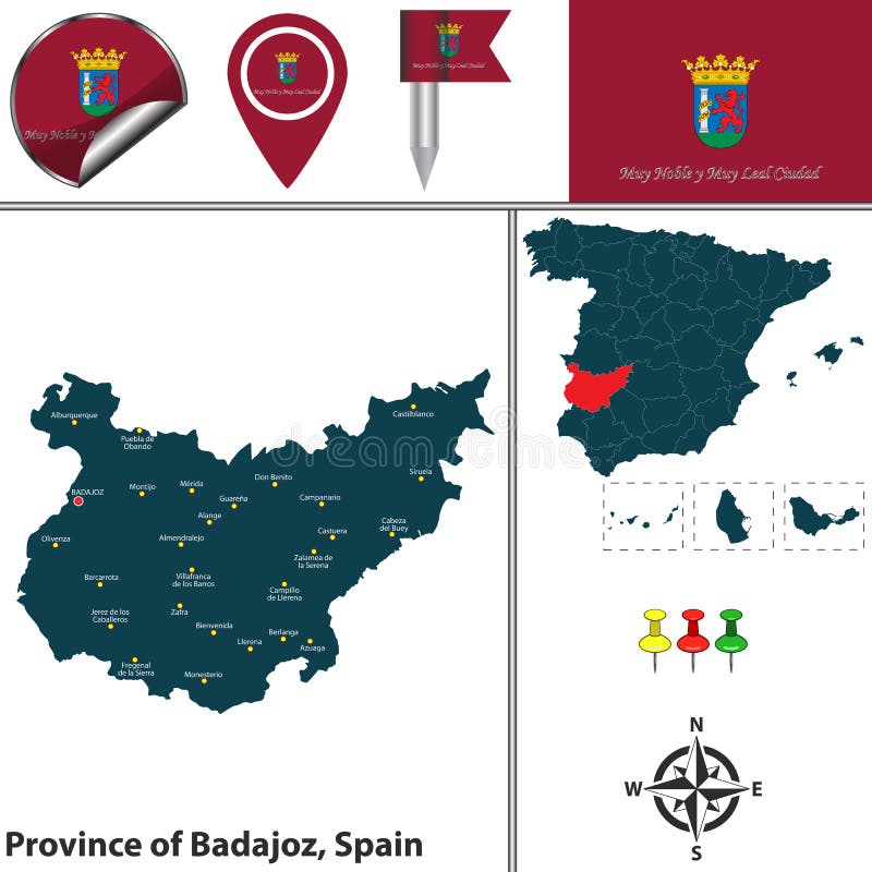 Province of Badajoz, Spain stock vector. Illustration of areas - 90589003