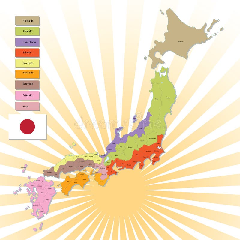 Provinces of japan. stock vector. Illustration of japan - 18810319