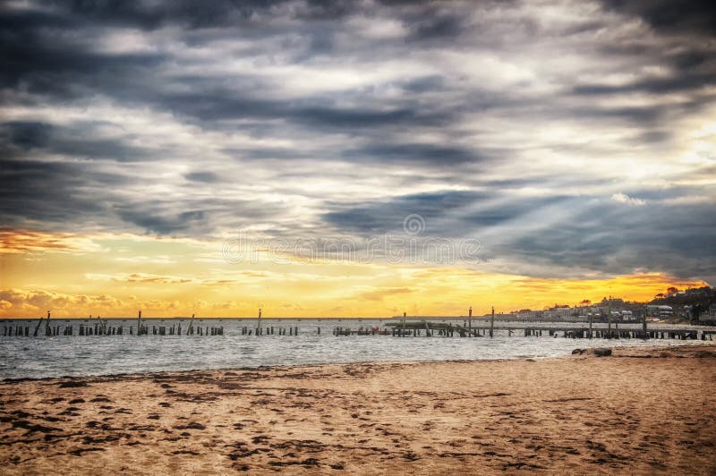 Provincetown Massachusetts Sunset Beach and Cape Cod Bay Stock Image ...