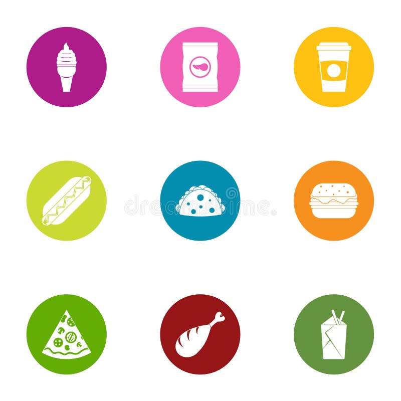 Provision Icons Set, Flat Style Stock Vector - Illustration of banana ...