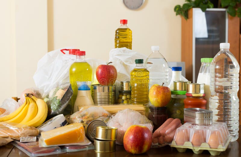 Provision with Vegetables and Meat Stock Photo - Image of indoor, room ...