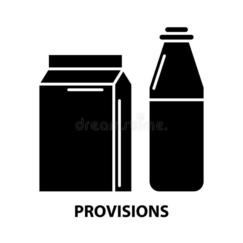 Provisions Icon, Black Vector Sign with Editable Strokes, Concept ...
