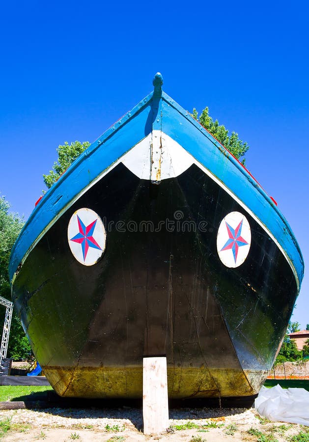 Prow of boat in ground stock photo. Image of blue, ground - 20135378