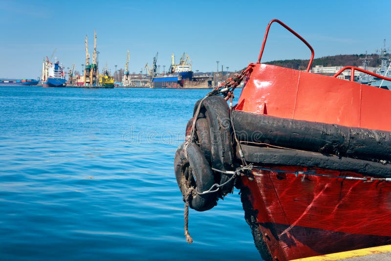 Prow of Old Pilot Ship in Harbor Stock Photo - Image of used, vessel ...