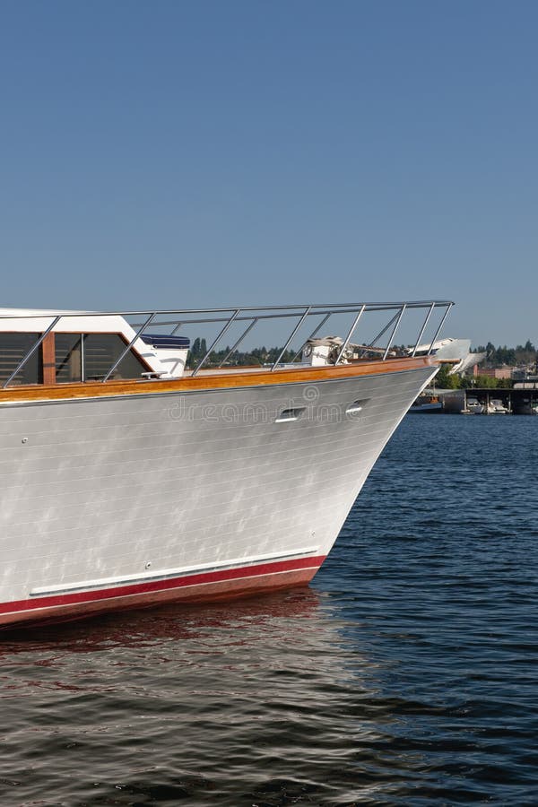 Prow Of A Wooden Yacht Boat Stock Image - Image of dock, chrome: 25283595