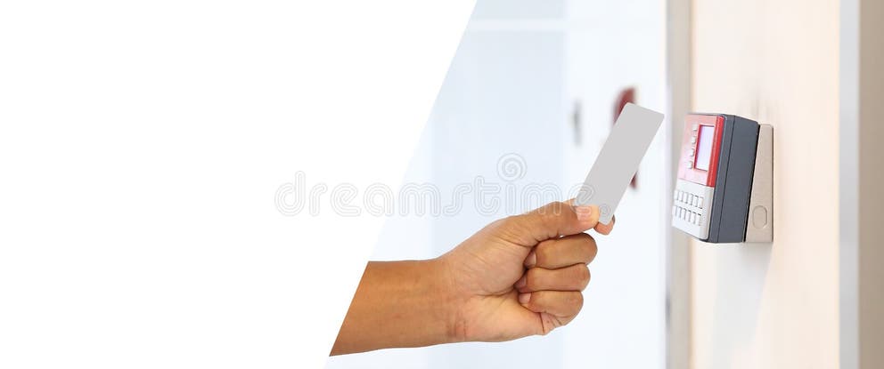 Proximity Card Reader Door Unlock, Hand Security Man Using ID Card on ...