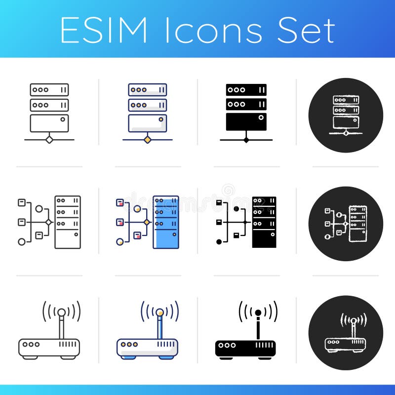 Proxy server icons set stock vector. Illustration of information ...