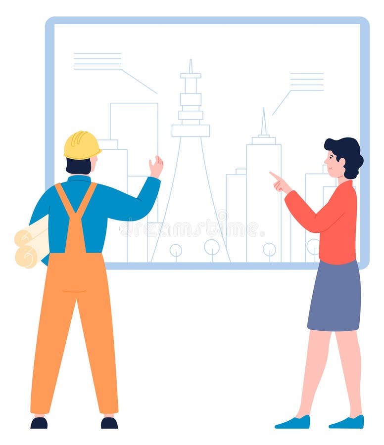 Proyecto De Arquitectos Que Trabajan Con Edificios. Equipo De Ingenieros De La Ciudad ...