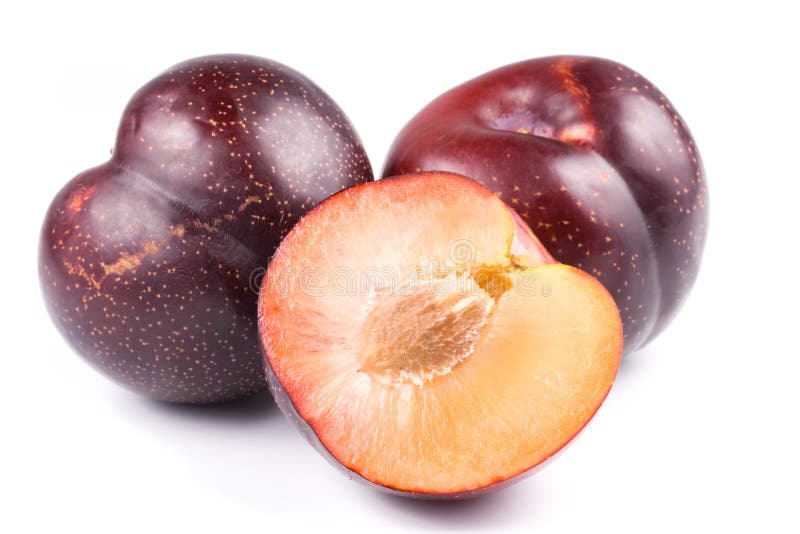 Pruim Op Een Witte Achtergrond Stock Afbeelding - Image of zoet ...