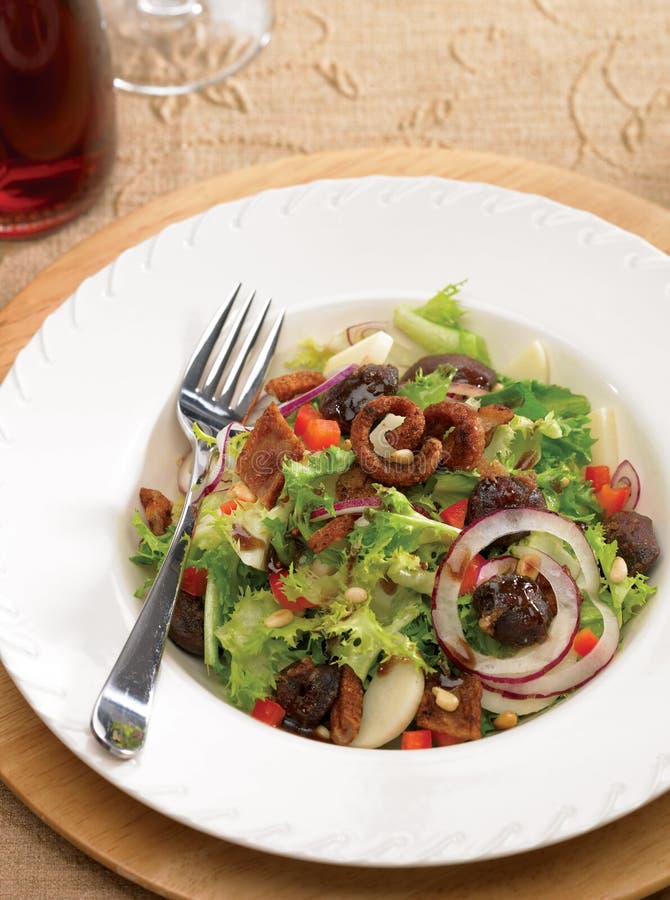 Prune and bacon salad stock photo. Image of peppers, pine - 73560180