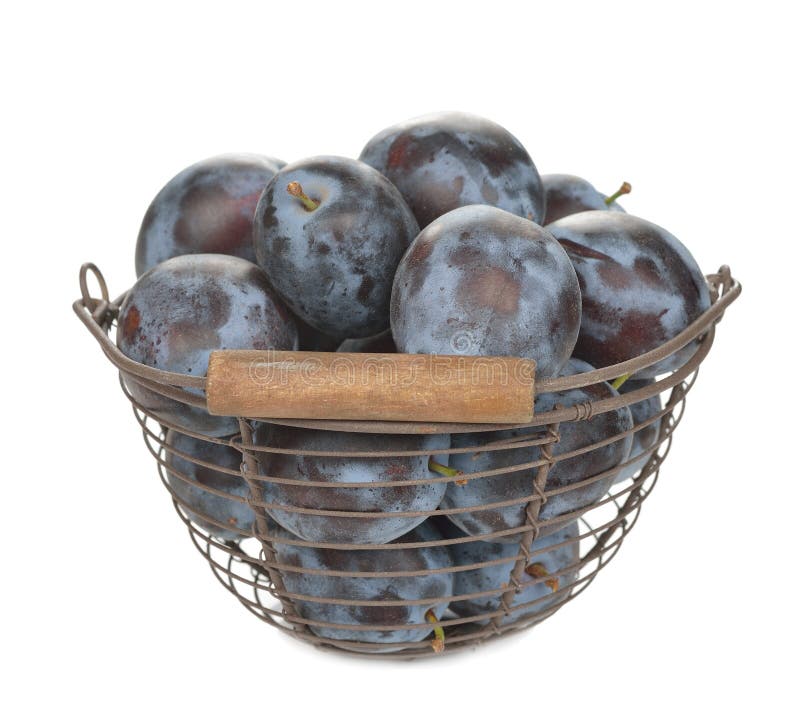 Pruneaux Frais D'un Plat Sur Un Support De Toile De Jute Et D'une Boîte ...