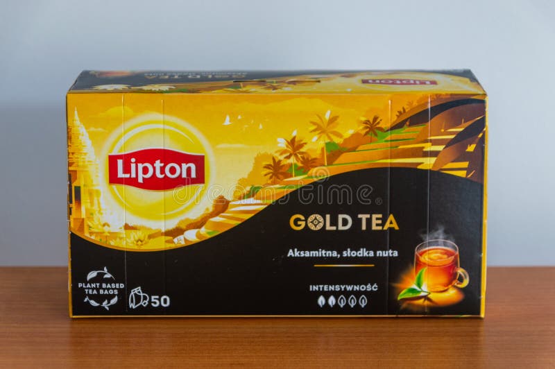Lipton Gold Tea editorial image. Image of teabag, supermarket - 374439220
